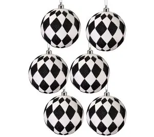 VALERIE PARR HILL 4 Glitter Harlequin Ball Ornament Box Of 6 Valerie - One-color