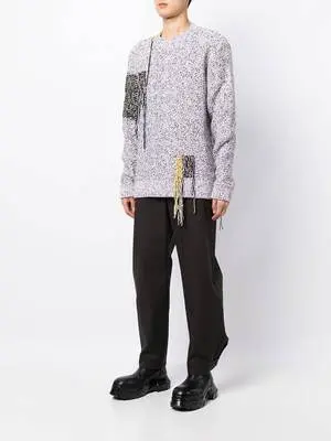 OAMC Marl-knit Jumper With Fringes - Purple