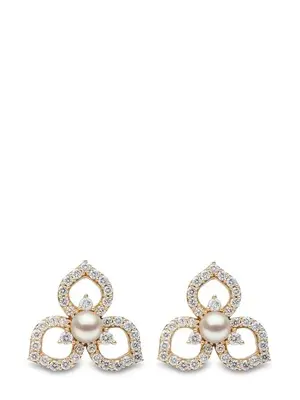 Yoko London 18kt Yellow Diamond And Pearl Earrings - Gold