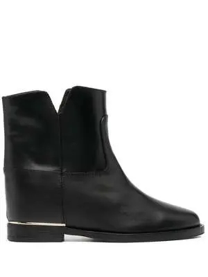 VIA ROMA 15 V-neck Leather Ankle Boots
