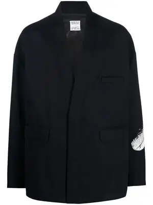 COUNTY OF MILAN Marcelo Burlon Feather Print Wool Blazer - Blue