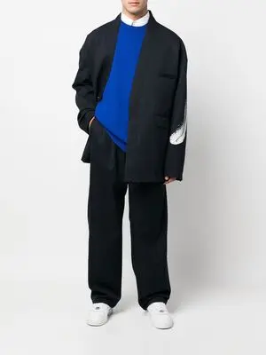 COUNTY OF MILAN Marcelo Burlon Feather Print Wide Leg Trousers