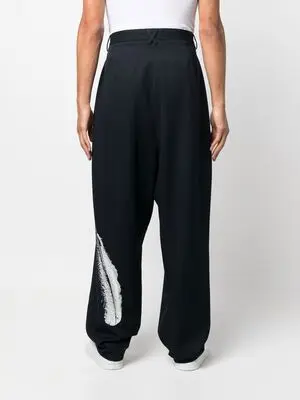 COUNTY OF MILAN Marcelo Burlon Feather Print Wide Leg Trousers