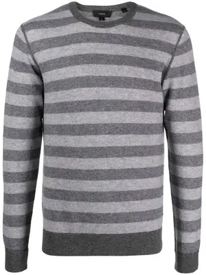 Vince Striped Knit Jumper - Grey