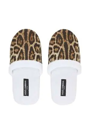 Dolce & Gabbana Leopard-print Terry Slippers - White
