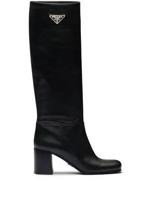 Prada 70mm Logo-plaque Leather Boots