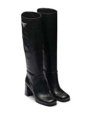Prada 70mm Logo-plaque Leather Boots