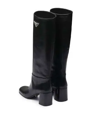 Prada 70mm Logo-plaque Leather Boots