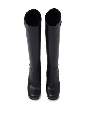 Prada 70mm Logo-plaque Leather Boots