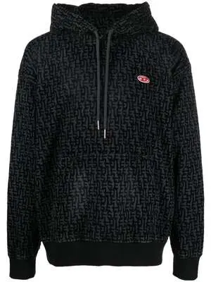 DIESEL® Logo-print Denim Hoodie - Grey