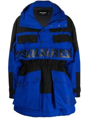 Dsquared2 Logo Print Hooded Parka - Blue