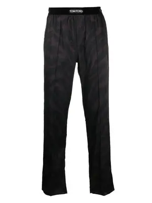 TOM FORD Patterned Logo-waistband Pyjama Trousers - Black