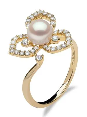 Yoko London 18kt Yellow Akoya Pearl And Diamond Ring - Gold