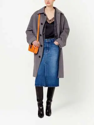 Ami Mid-length Faded Denim Skirt