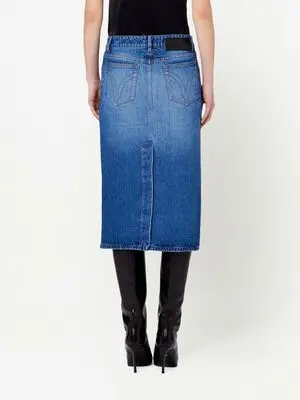 Ami Mid-length Faded Denim Skirt