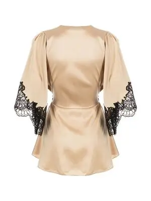 FLEUR DU MAL Lace-detail Angel-sleeve Robe