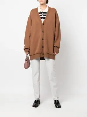 MAISON MARGIELA Elbow-patch V-neck Cardigan - Brown