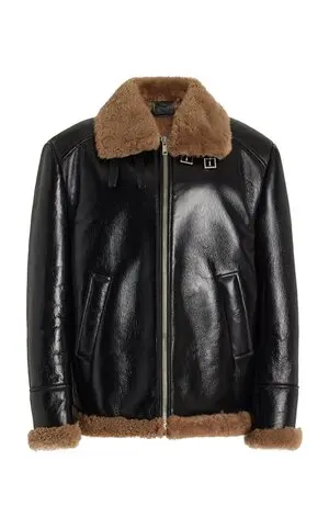 Prada Shearling-trim Leather Bomber Jacket
