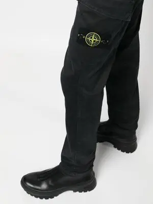 Stone Island Compass-patch Cargo Trousers - Black