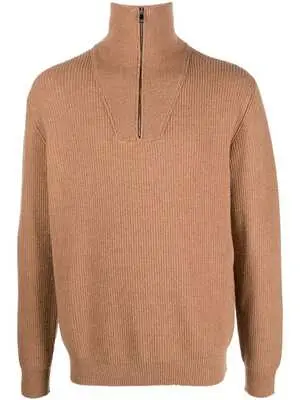 ROBERTO COLLINA Half Zip Ribbed Jumper