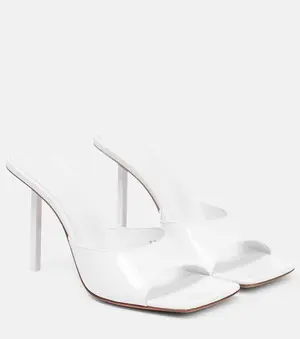 Amina Muaddi Laura Patent Leather Mules - White