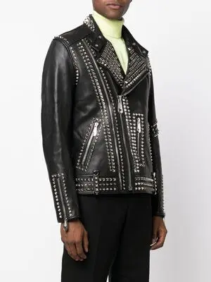 Philipp Plein Rockstud-embellished Leather Biker Jacket
