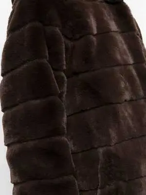 Apparis Hooded Faux Fur Coat - Brown