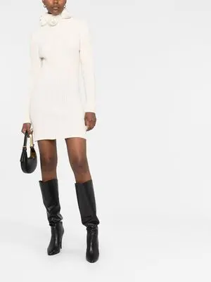 Blumarine Roll-neck Mini Dress - Neutrals