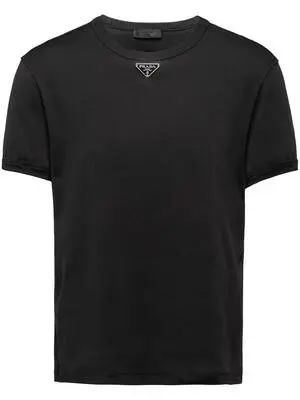 Prada Triangle-logo Cotton T-shirt - Black