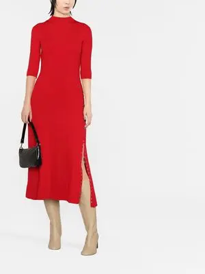 Maje Lace-up Detail Ribbed-knit Dress