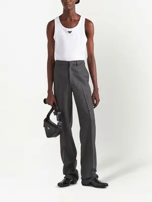 Prada Triangle-Logo Cotton Tank Top In White | Editorialist