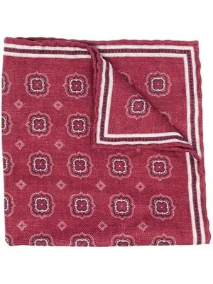 Brunello Cucinelli Geometric-print Pocket-square Red