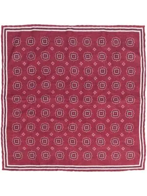 Brunello Cucinelli Geometric-print Pocket-square - Red