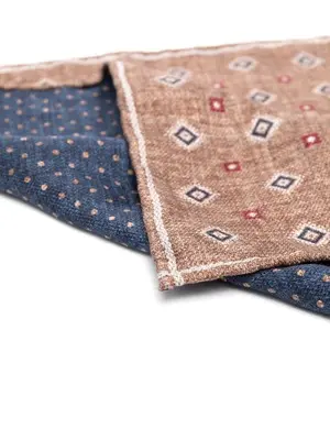 Brunello Cucinelli Geometric-print Pocket-square - Brown