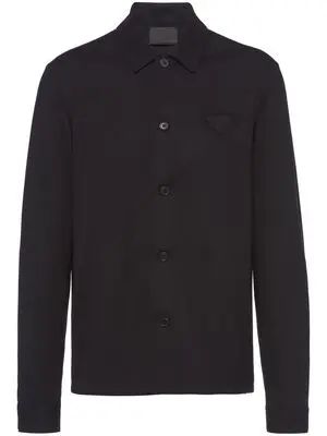 Prada Triangle-logo Wool-blend Shirt - Black