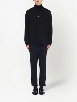 Prada Triangle-logo Wool-blend Shirt - Black