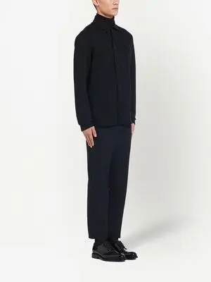 Prada Triangle-logo Wool-blend Shirt - Black