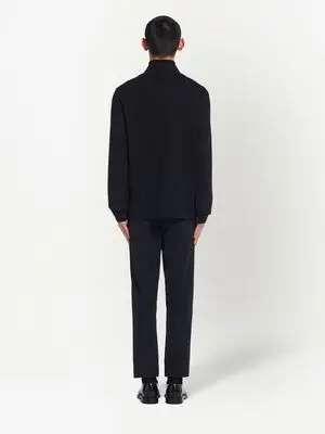 Prada Triangle-logo Wool-blend Shirt - Black