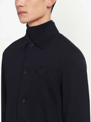 Prada Triangle-logo Wool-blend Shirt - Black