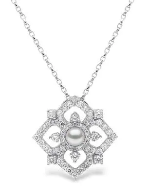 Yoko London 18kt White Gold Akoya Pearl And Diamond Pendant - Silver