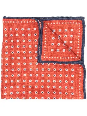 Brunello Cucinelli Geometric-print Pocket-square - Red