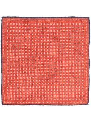 Brunello Cucinelli Geometric-print Pocket-square - Red