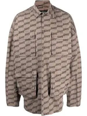Balenciaga Bb Monogram Cargo Shirt - Brown