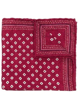 Brunello Cucinelli Geometric-print Pocket-square - Red