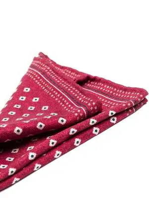 Brunello Cucinelli Geometric-print Pocket-square - Red