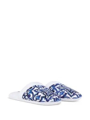 Dolce & Gabbana Barocco-print Terry-cloth Slippers