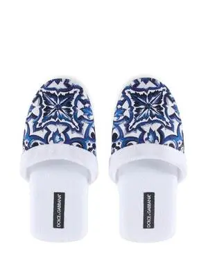 Dolce & Gabbana Barocco-print Terry-cloth Slippers