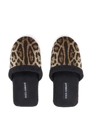 Dolce & Gabbana Leopard-print Terry Slippers - Black