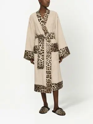 Dolce & Gabbana Leopard-print Terry Slippers - Black