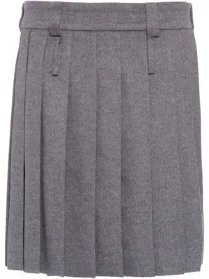 Miu Miu Pleated Wool-velour Skirt